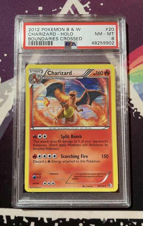PSA 8 CHARIZARD HOLO BOUNDARIES CROSSED BLACK AND WHITE VINTAGE 2012 ...