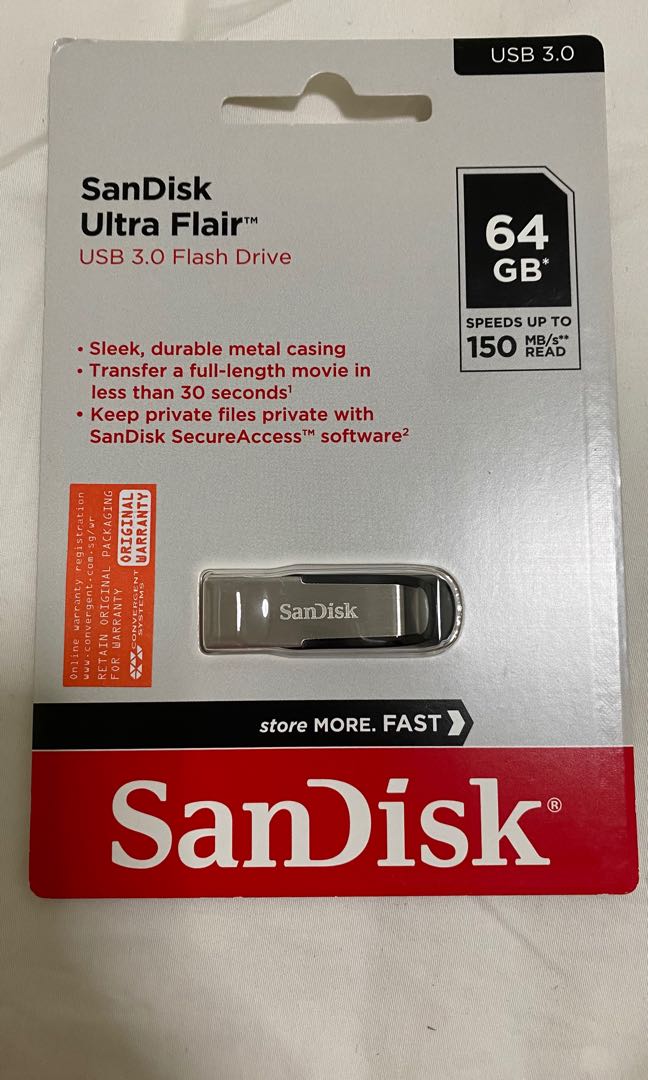 SanDisk Ultra Flair USB 3.0 Flash Drive 64GB, Computers & Tech, Parts ...