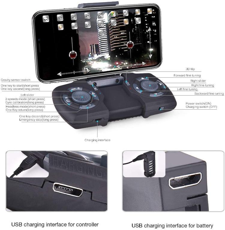 SIMREX X300C Mini Drone with Camera WiFi HD FPV Foldable RC Quadcopter ...