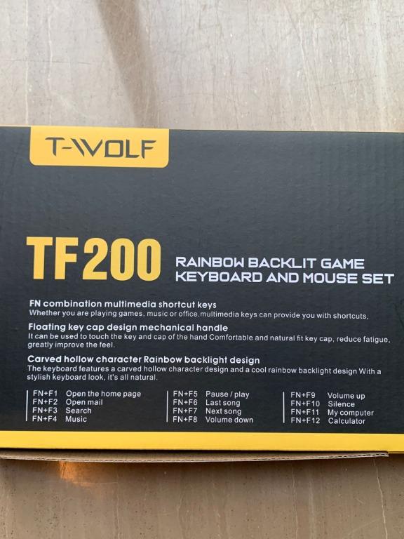 T-WOLF TF200 RGB Keyboard and Mouse Set, Computers & Tech, Parts ...