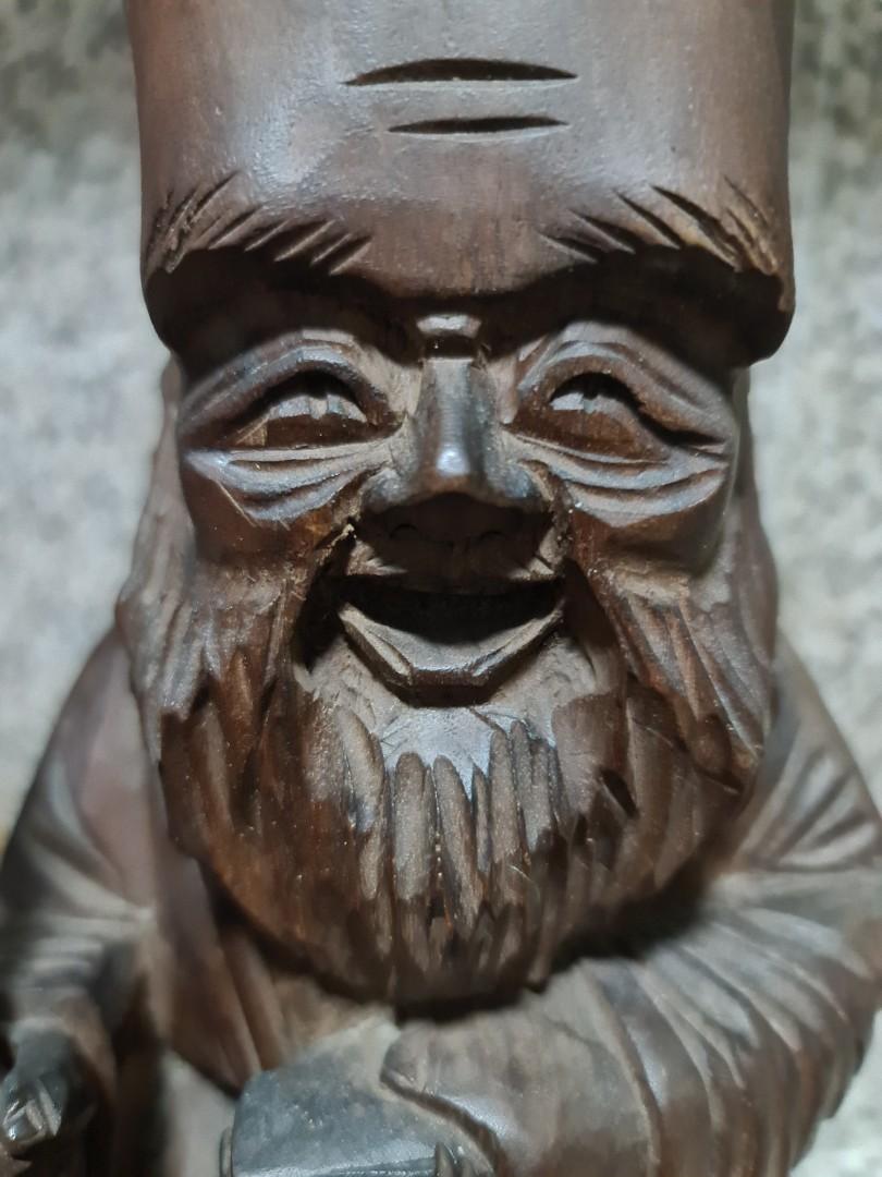 Vintage Chinese Old man Buddha solid wood, Hobbies & Toys, Memorabilia ...