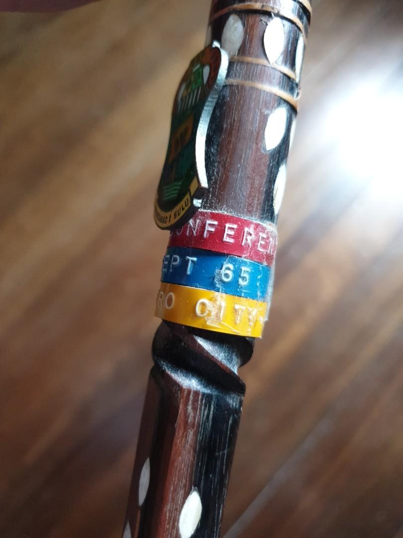 1965 kamagong wood swagger stick pointer with mother of pearl inlay ...