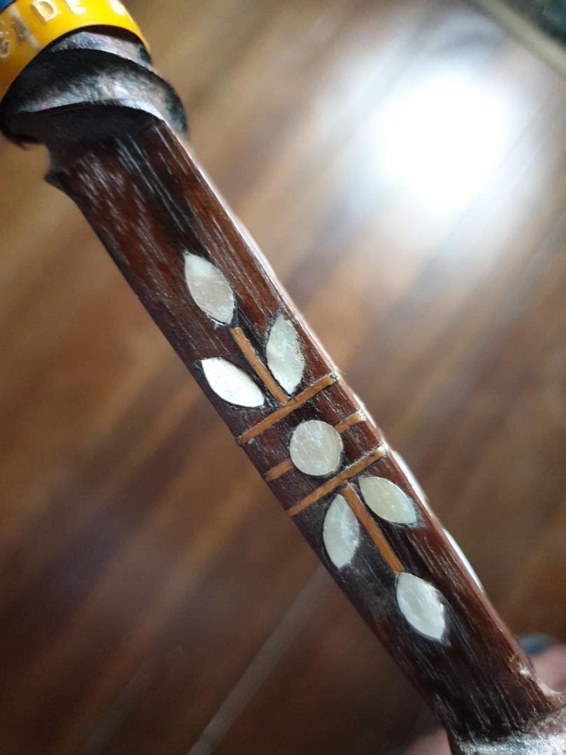 1965 kamagong wood swagger stick pointer with mother of pearl inlay ...