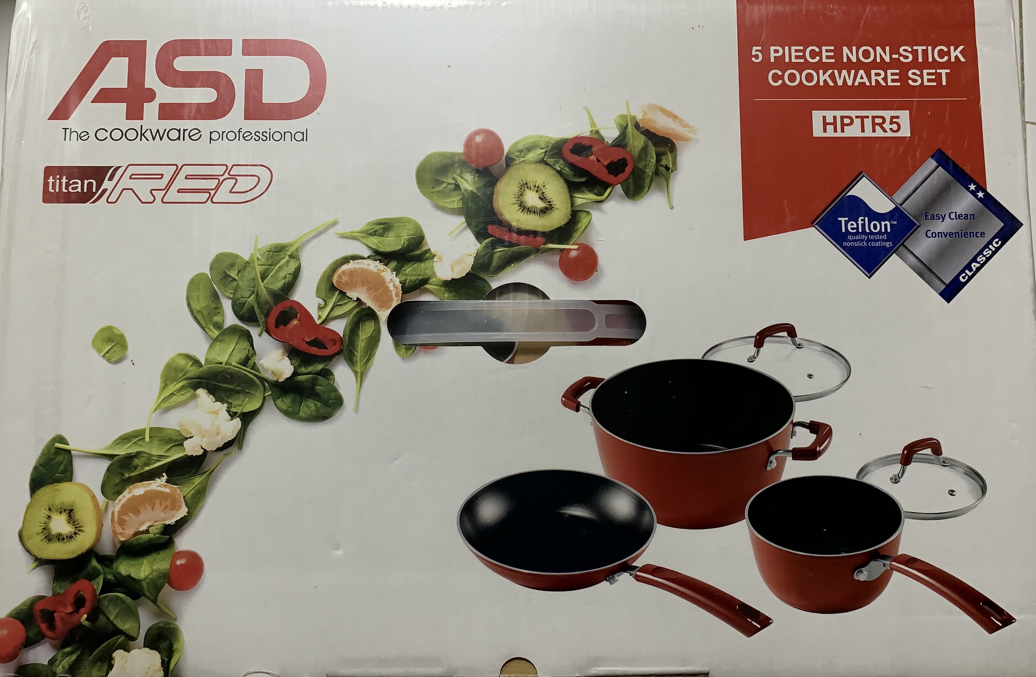 ASD The Cookware Professional (Titan Red) - 5 Piece Non-Stick Cookware ...