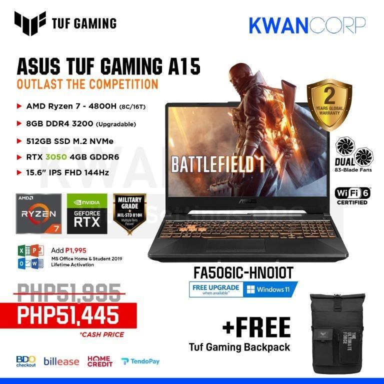 Asus TUF Gaming A15 FA506IC-HN010T AMD Ryzen 7 4800H 8GB RAM RTX3050 ...