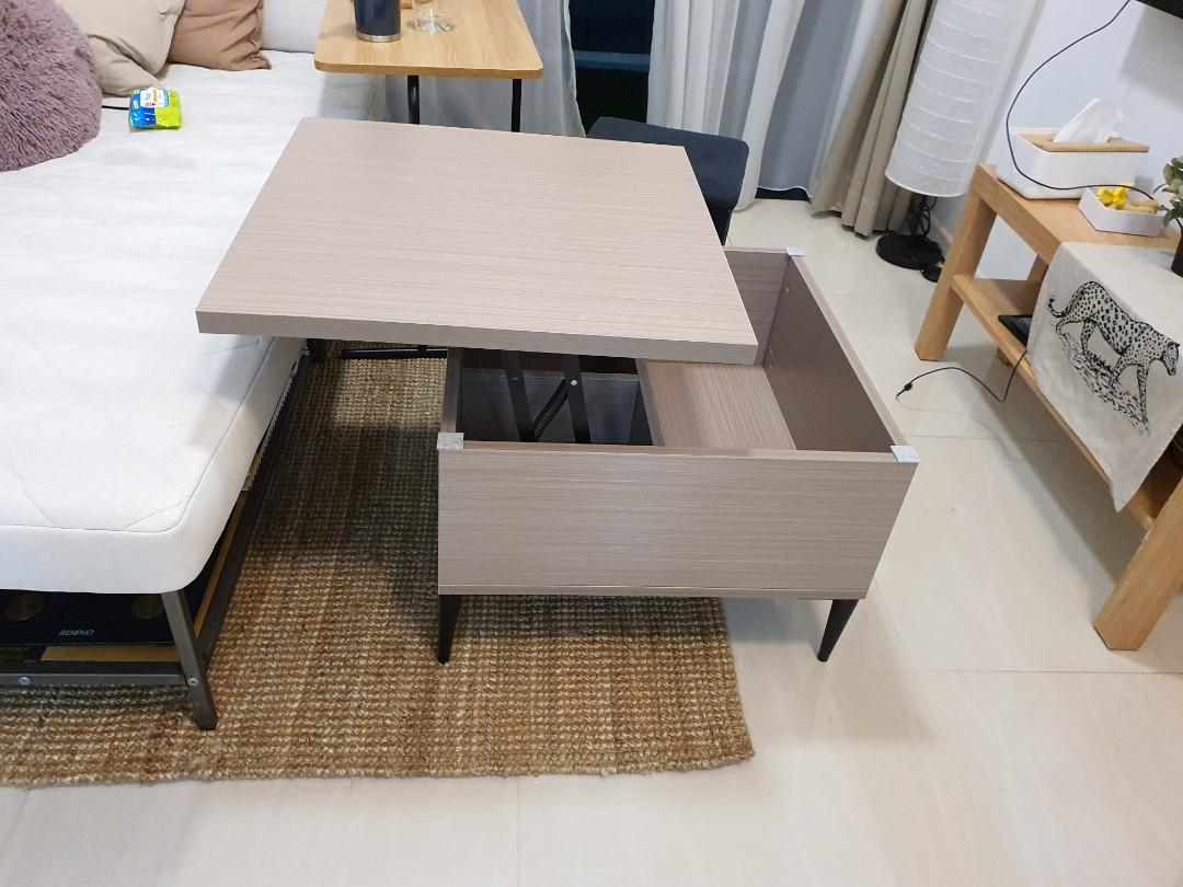 BRAND NEW COFFEE TABLE Liftable Table Top for Dinner Rising Table Work ...