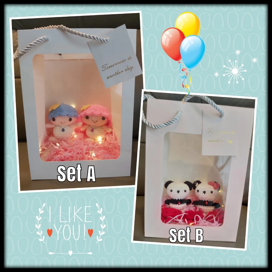 (Sold out) - (Promotion - 10% disc) - Crochet couple gift set, Hobbies ...