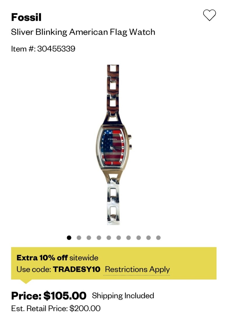 Fossil Big Tic American Blinking Flag, Women's Fashion, Watches ...