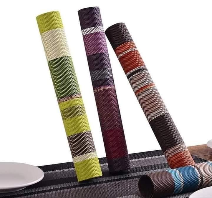 Kitchen Table Mat PVC Platemat Color Stripes Bar Design Coffee Platemat ...