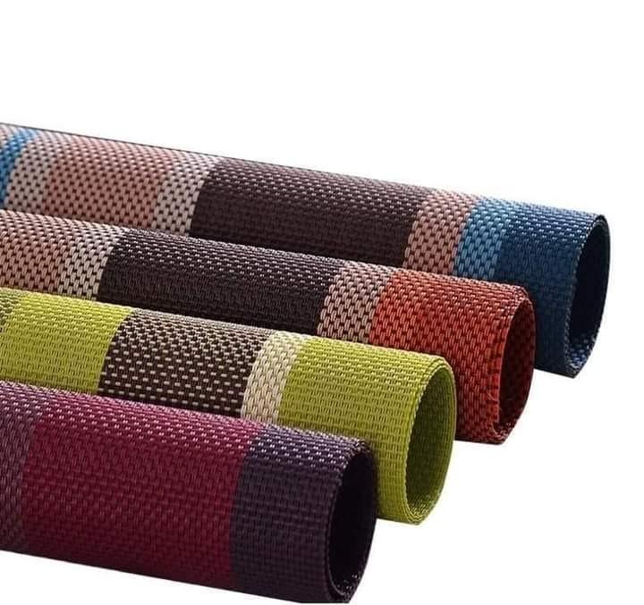 Kitchen Table Mat PVC Platemat Color Stripes Bar Design Coffee Platemat ...