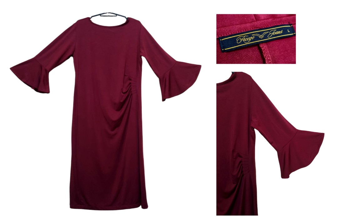 Maroon Freego Casual Dress, Women's Fashion, Dresses & Sets, Dresses on ...