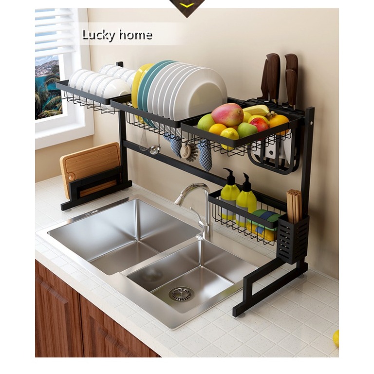 Multi-Function Double layer Kitchen Dish Rack drain rack Stainless sink ...