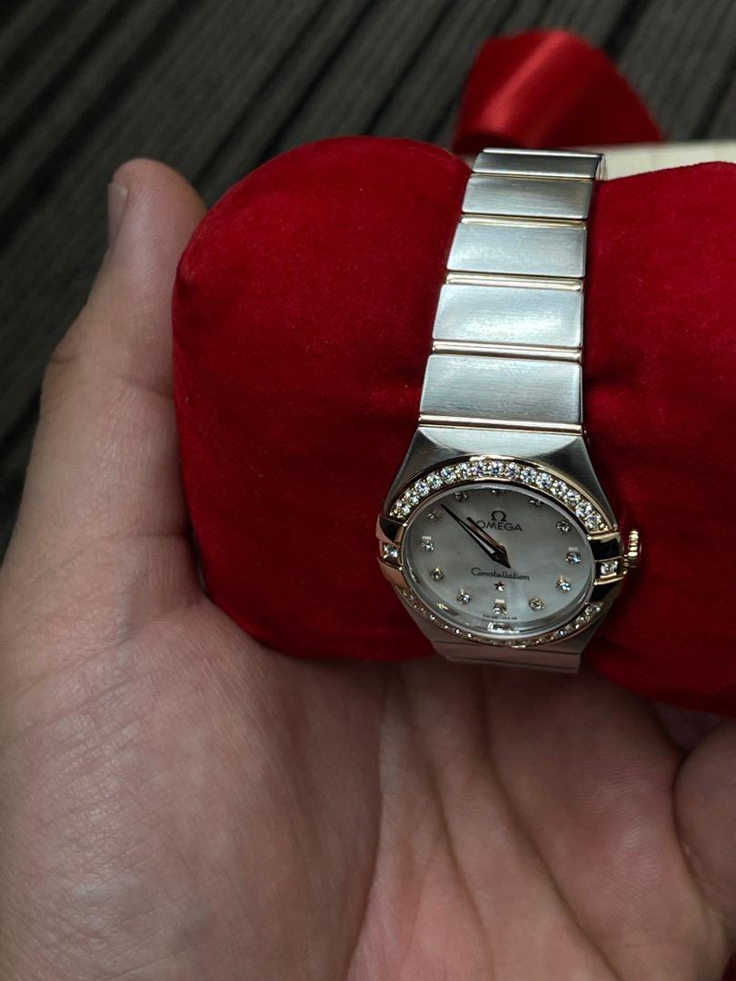 Omega Full Pave/ Diamond Bezel constellation ladies 27mm Rose Gold with ...