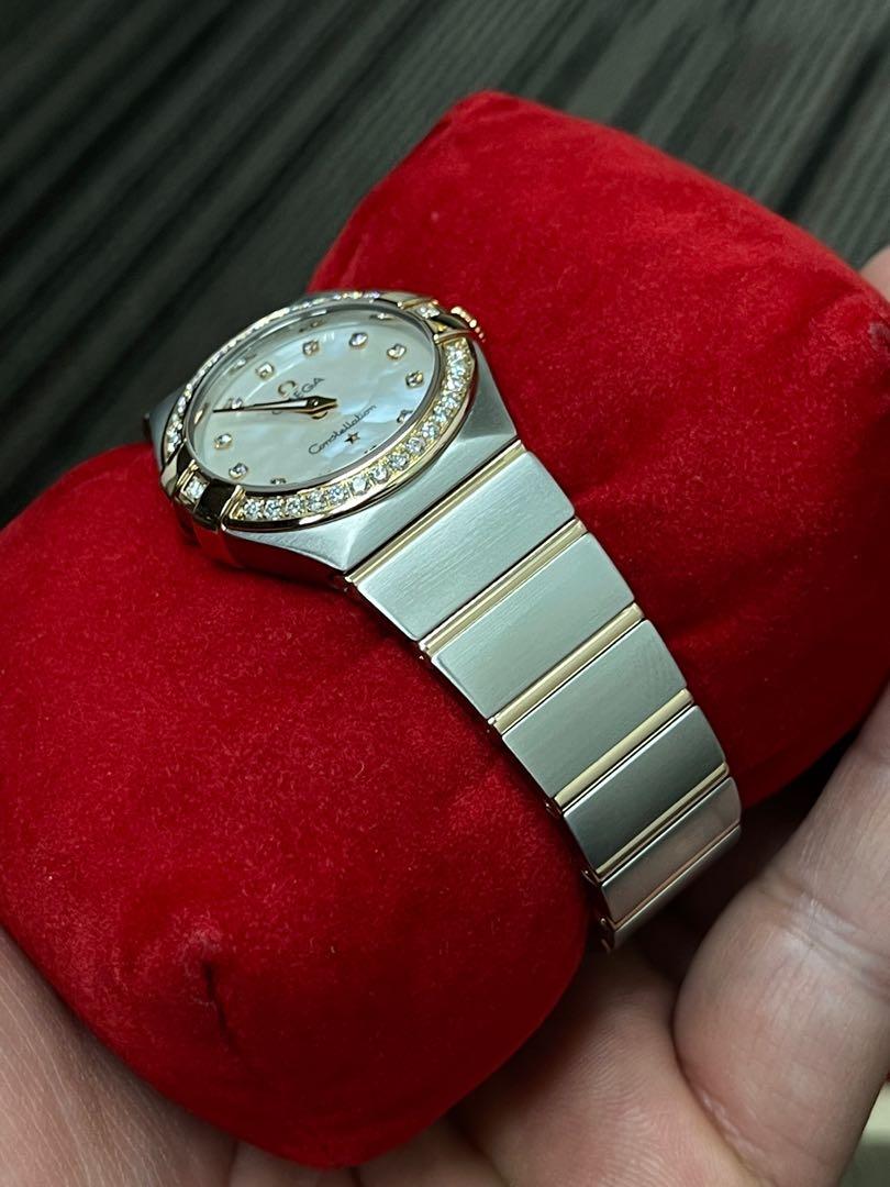 Omega Full Pave/ Diamond Bezel constellation ladies 27mm Rose Gold with ...