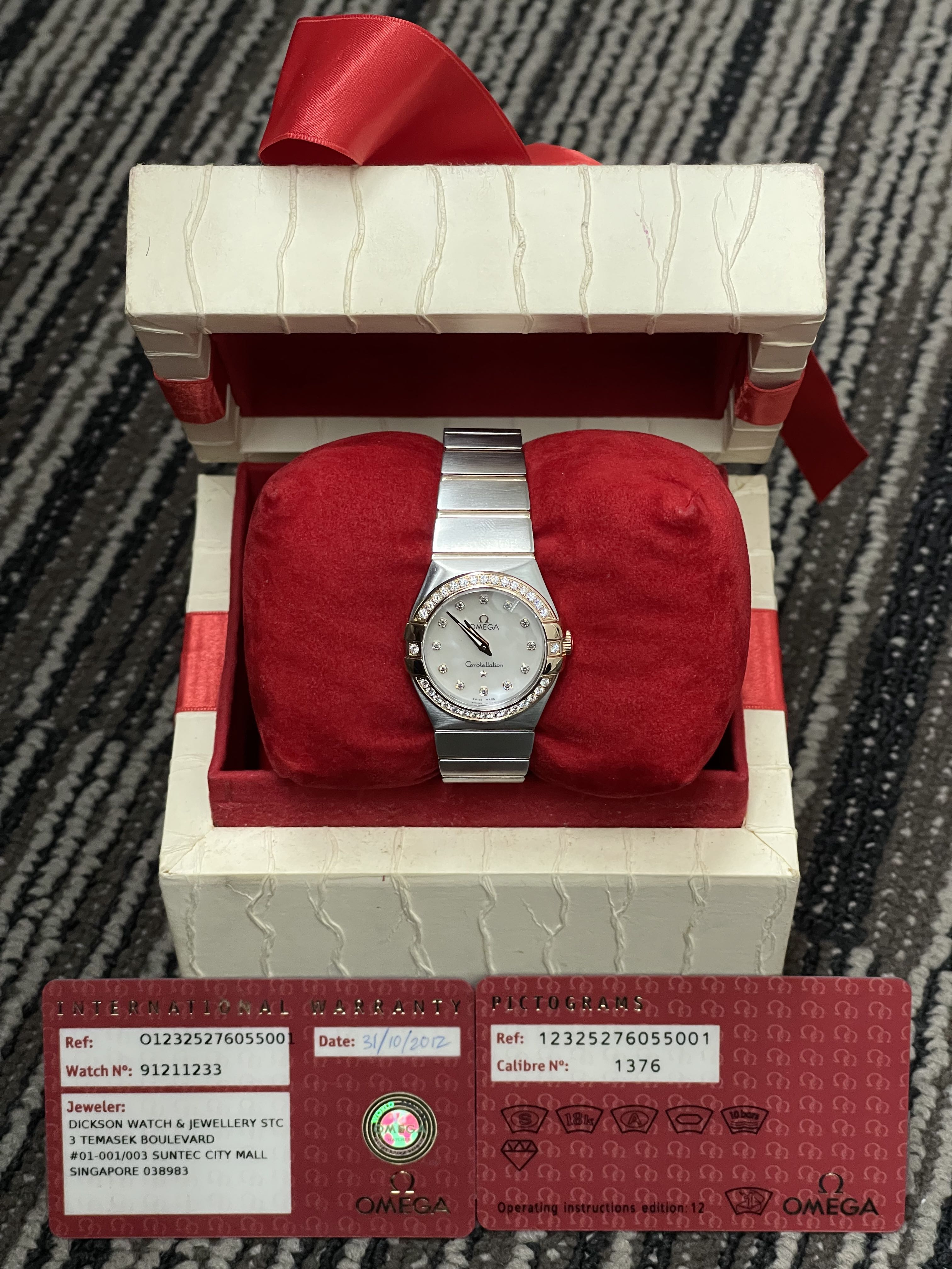 Omega Full Pave/ Diamond Bezel constellation ladies 27mm Rose Gold with ...