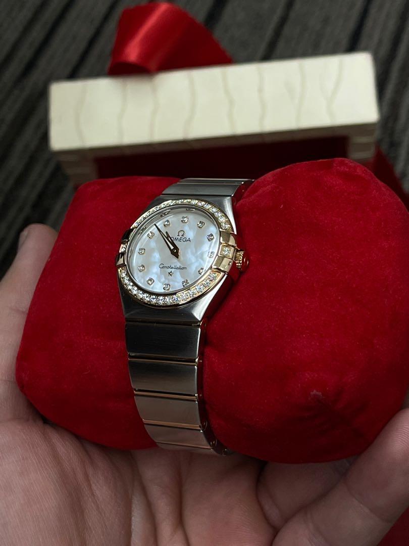 Omega Full Pave/ Diamond Bezel constellation ladies 27mm Rose Gold with ...