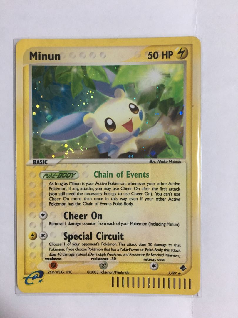 Pokemon TCG Minun, Hobbies & Toys, Toys & Games on Carousell