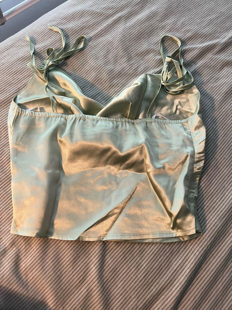 Satin Silk Strap Top, Women's Fashion, Tops, Sleeveless on Carousell