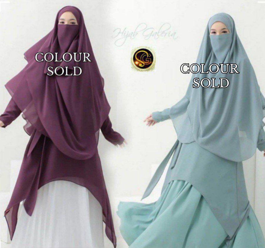 Tudung Labuh Instant 2 lapis berasingan, Women's Fashion, Muslimah ...