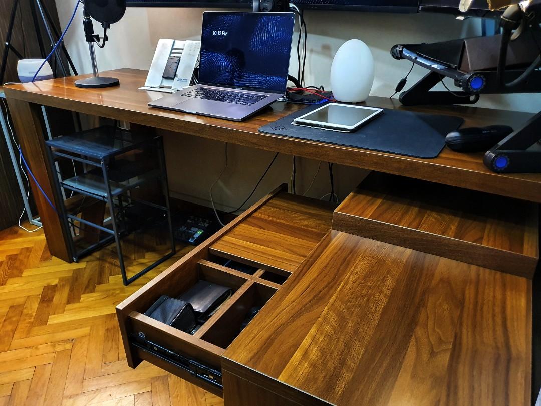 Walnut study table, Furniture & Home Living, Furniture, Tables & Sets ...