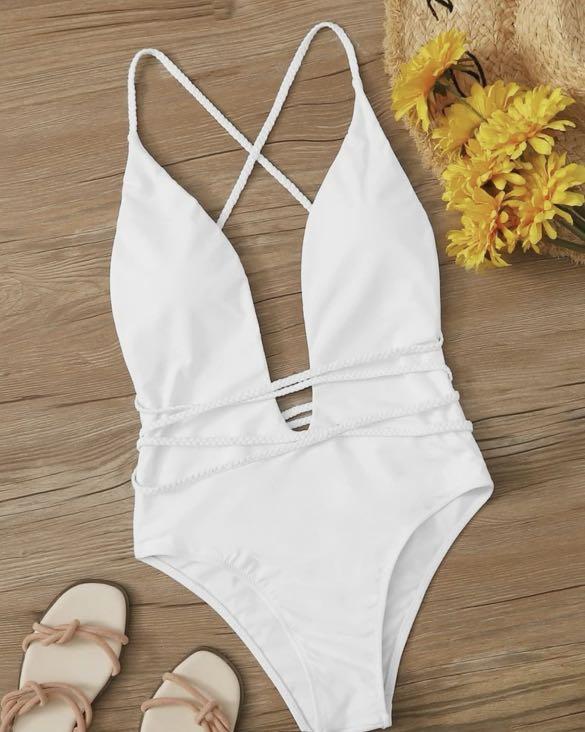 White OnePiece Swimsuit, Women's Fashion, Swimwear, Bikinis & Swimsuits ...