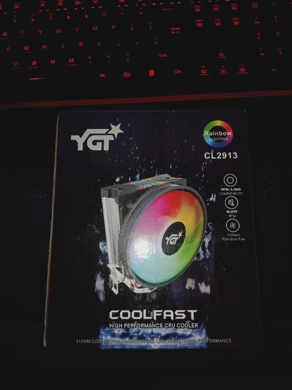 YGT CL2913 RGB COOLER, 2 COPPER HEAT PIPES, SUPPORT INTEL/AMD ...