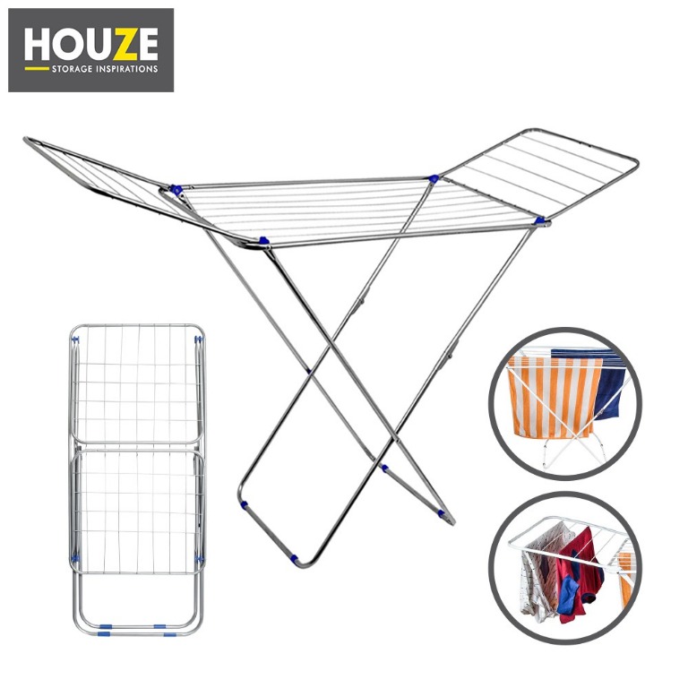 16 Metre '3-Fold Wing' Clothes Drying Airer Rack (Grey) BM1970 ...