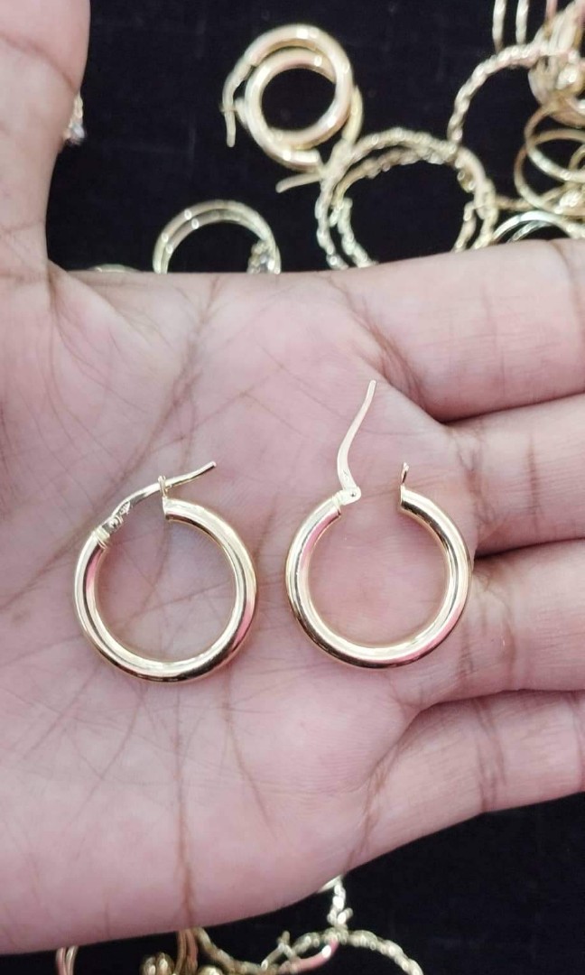 18K Saudi Gold Loop Earrings, Women's Fashion, Jewelry & Organizers ...