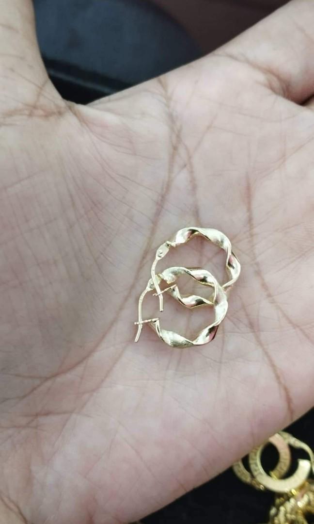 18K Saudi Gold Loop Earrings, Women's Fashion, Jewelry & Organizers ...
