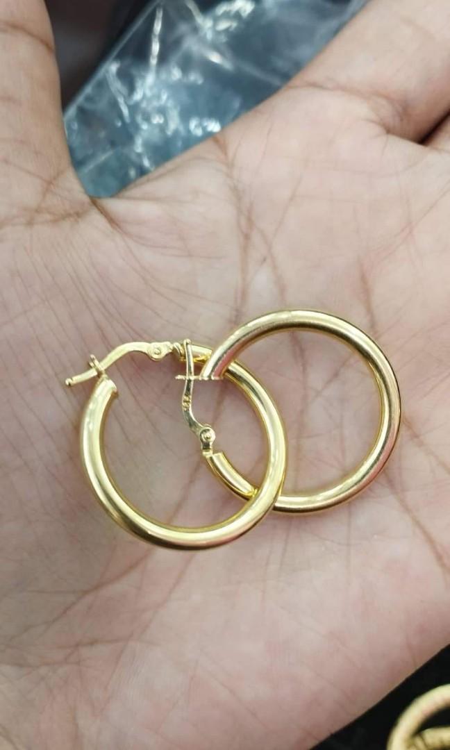18K Saudi Gold Loop Earrings, Women's Fashion, Jewelry & Organizers ...
