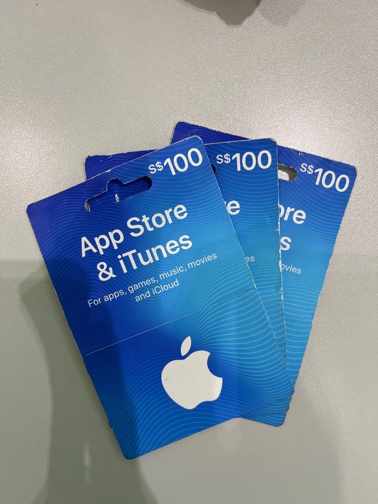 Apple Store Gift Card (Singapore), SGD$100 x 3張, 門票＆禮券, 商店或商場現金券 ...