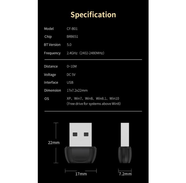 COMFAST USB Bluetooth Adapter BT5.0 BR8651 Chip Wireless USB Dongle For ...
