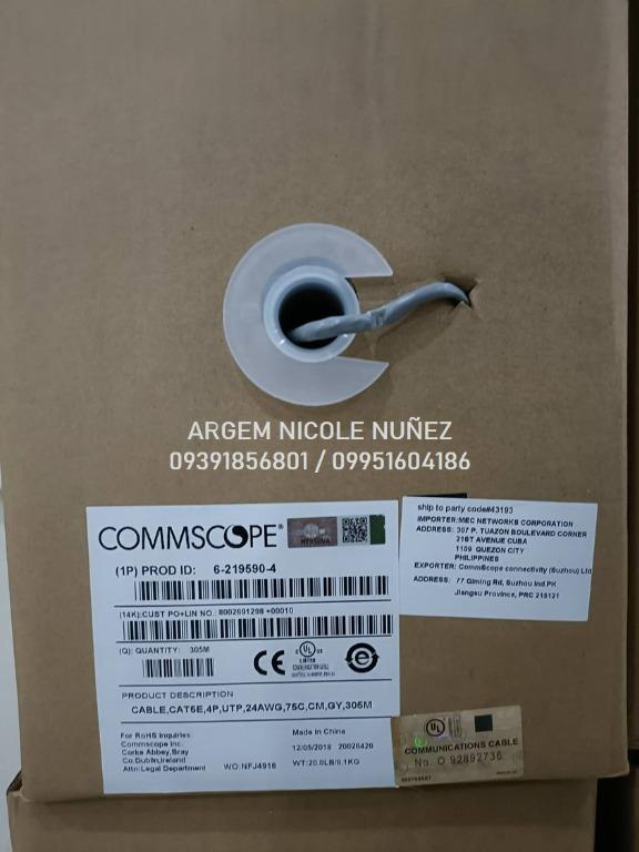 Commscope UTP Lan Cable Cat5e Pure Copper 305M- Grey, Computers & Tech ...