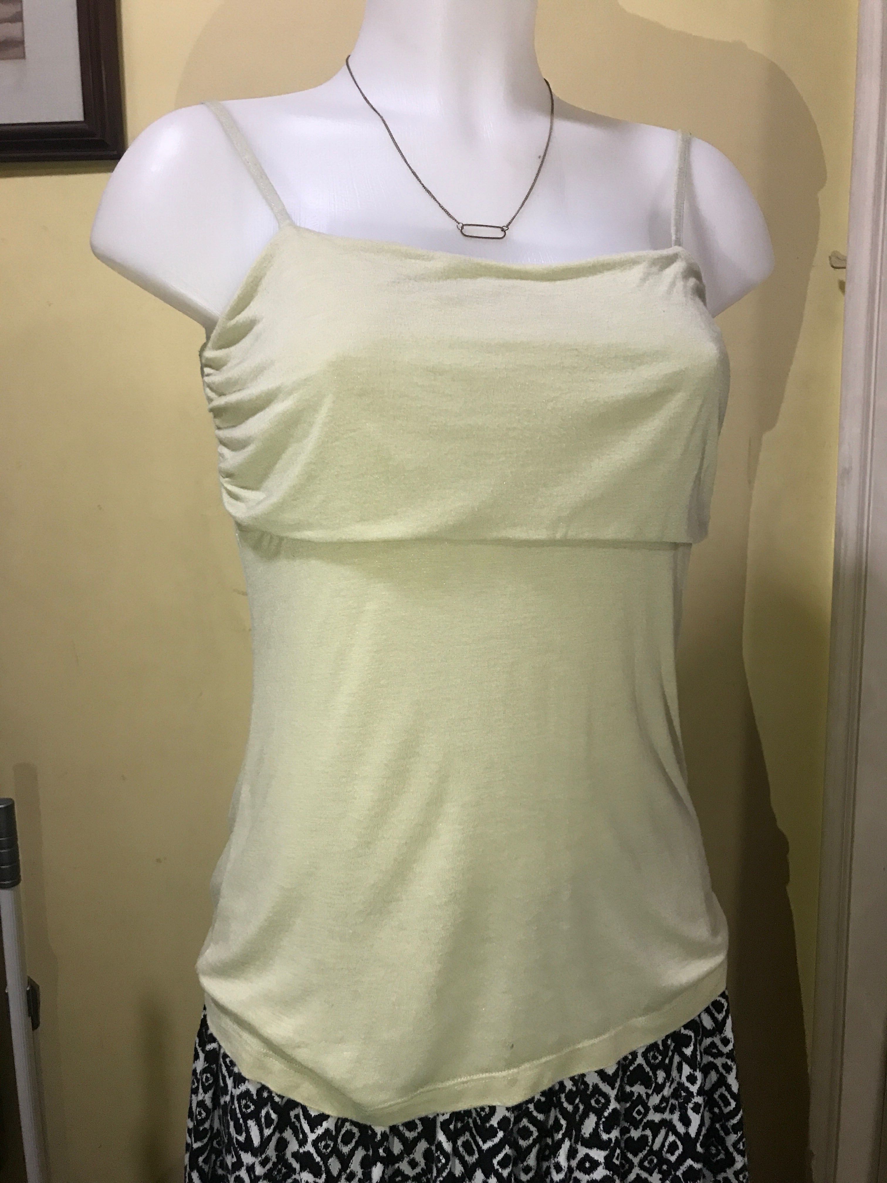 Dainty Green Spaghetti Top with Bust Details, Women's Fashion, Tops ...
