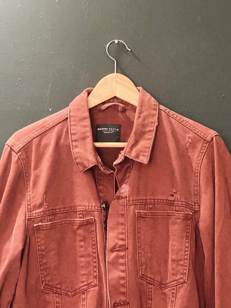 Maroon denim jacket, Men's Fashion, Coats, Jackets and Outerwear on ...