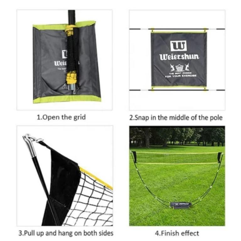 MH Portable Badminton Net Foldable Set, Sports Equipment, Sports ...