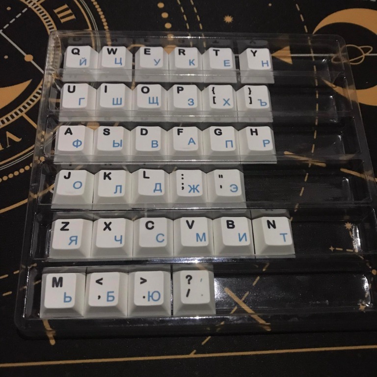Minimalist Blue Russian PBT Keycaps, Computers & Tech, Parts ...