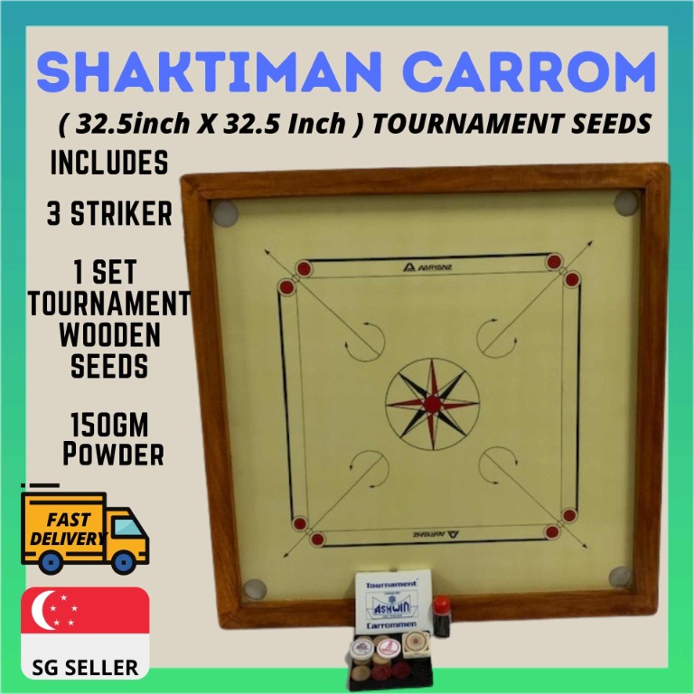 (OFFER $100) SHAKTIMAN CARROM BOARD FREE POWDER TOURNAMENT SEEDS ...