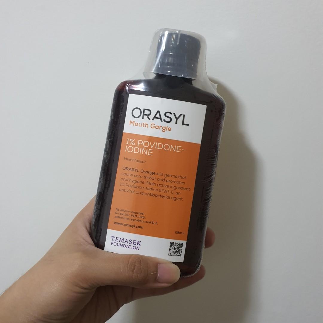Orasyl Mouth Gargle 1% Povidone Iodine 250ml, Health & Nutrition ...
