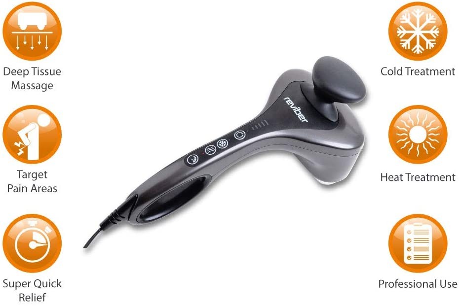Reviber Hot and Cold Percussion Handheld Deep Tissue Massager with 2 ...