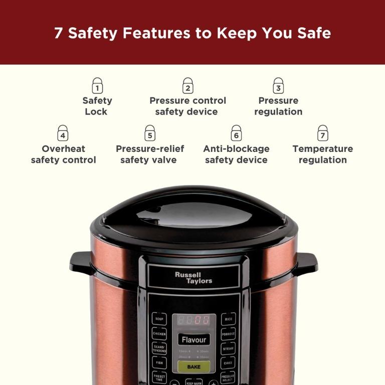 Russell Taylors 6L Electric Pressure Cooker PC-60, stainless steel pot ...