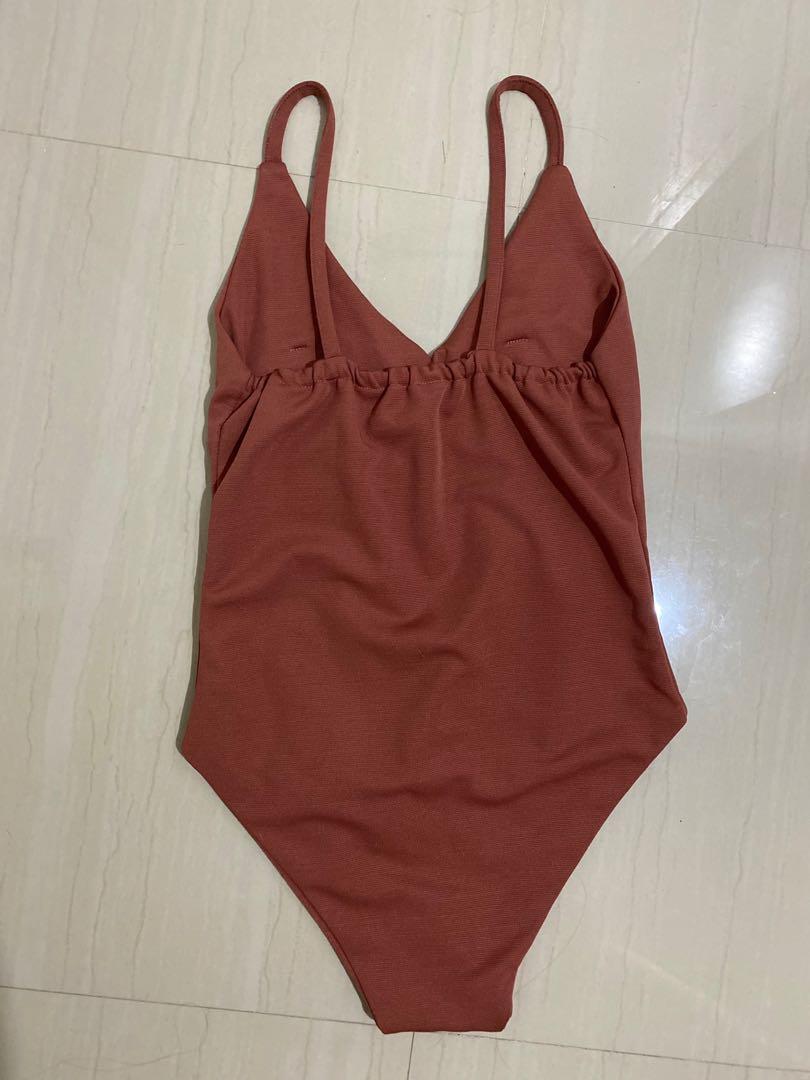 Rust Color One-Piece Swimsuit, Women's Fashion, Swimwear, Bikinis ...