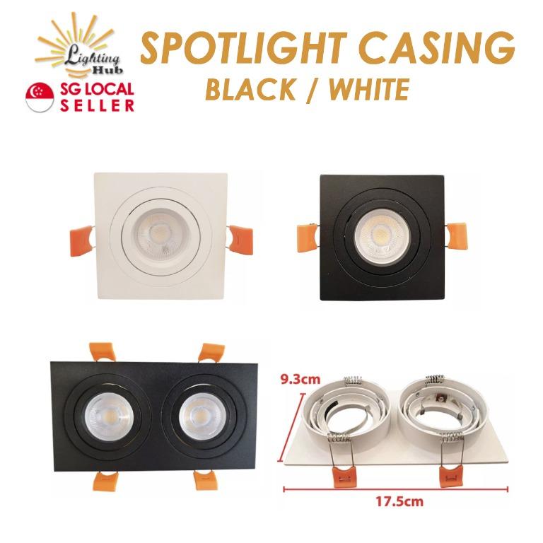 SPOTLIGHT CASING BLACK / WHITE / EXCHANGABLE SPOTLIGHT / GU10 HOLDER ...