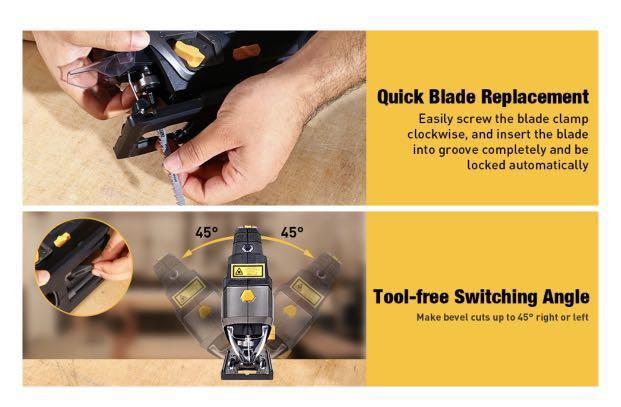 TECCPO Jigsaw, 6.5 Amp 3000 SPM Jigsaw Tool with Laser -TAJS01P ...
