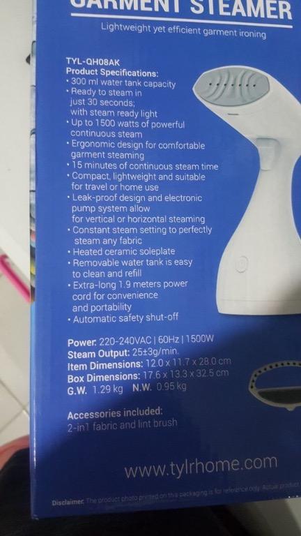 Tylr Portable Handheld Garment Steamer TYL-QH08AK Model, Furniture ...