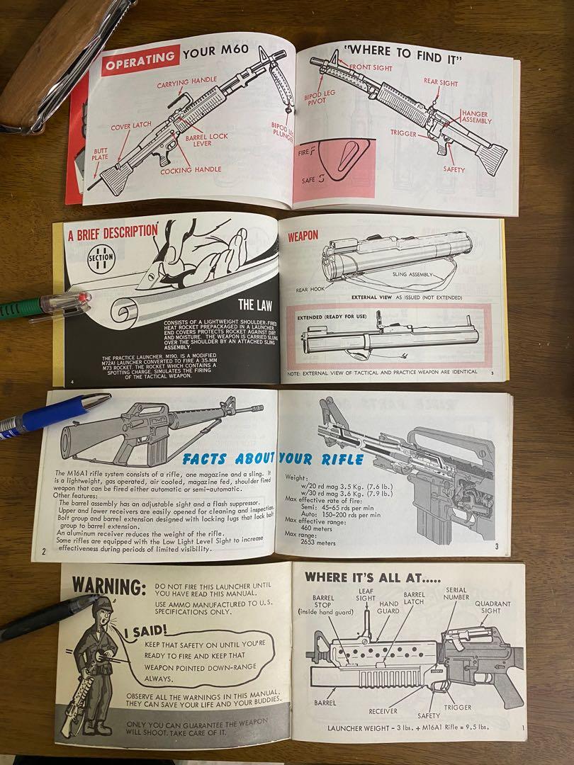 US Army Operator Manuals (M16 A1 Assault Rifle, M60 Machine Gun, M203 ...