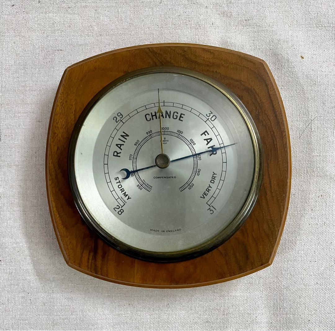 Vintage English Barometer with Wooden Base 17x17cms, Furniture & Home ...