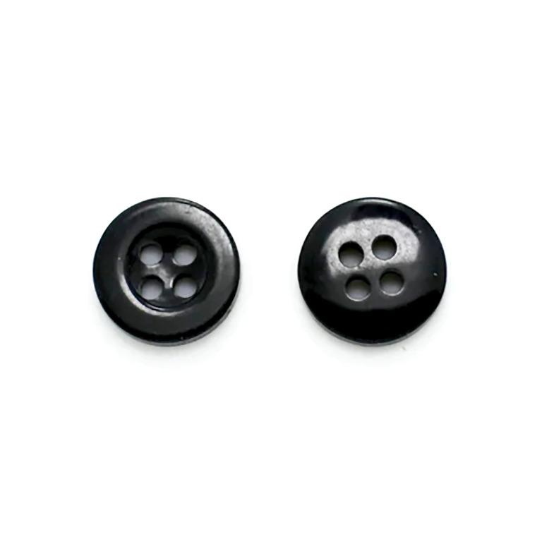10 Pcs Kancing Resin Hitam 11mm 1,1cm 4 Lubang Pakaian Kemeja Baju Hem ...