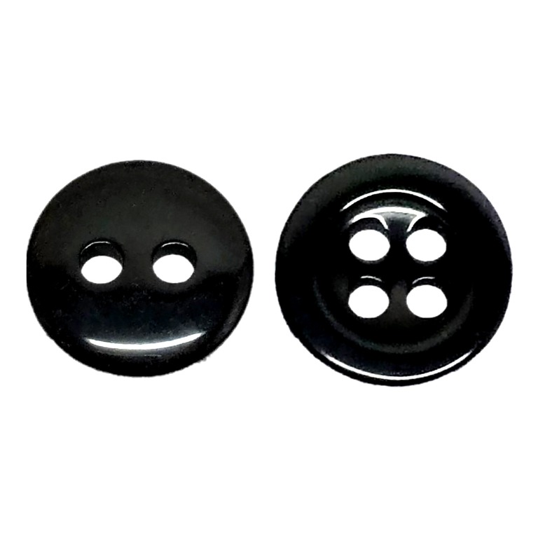 10 Pcs Kancing Resin Hitam 11mm 1,1cm 4 Lubang Pakaian Kemeja Baju Hem ...