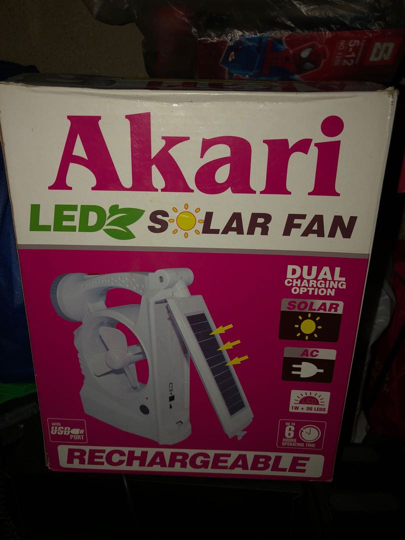 AKARI LED SOLAR FAN, TV & Home Appliances, Electrical, Adaptors ...